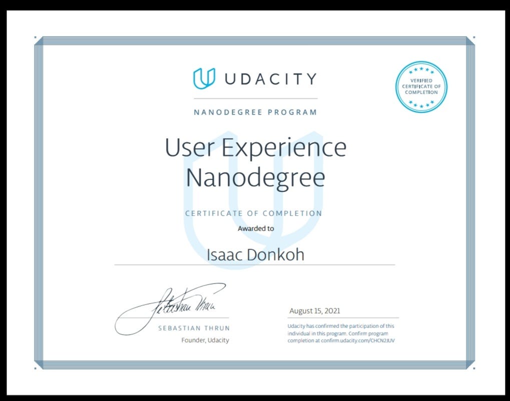 Udacity Certificate Of Completion