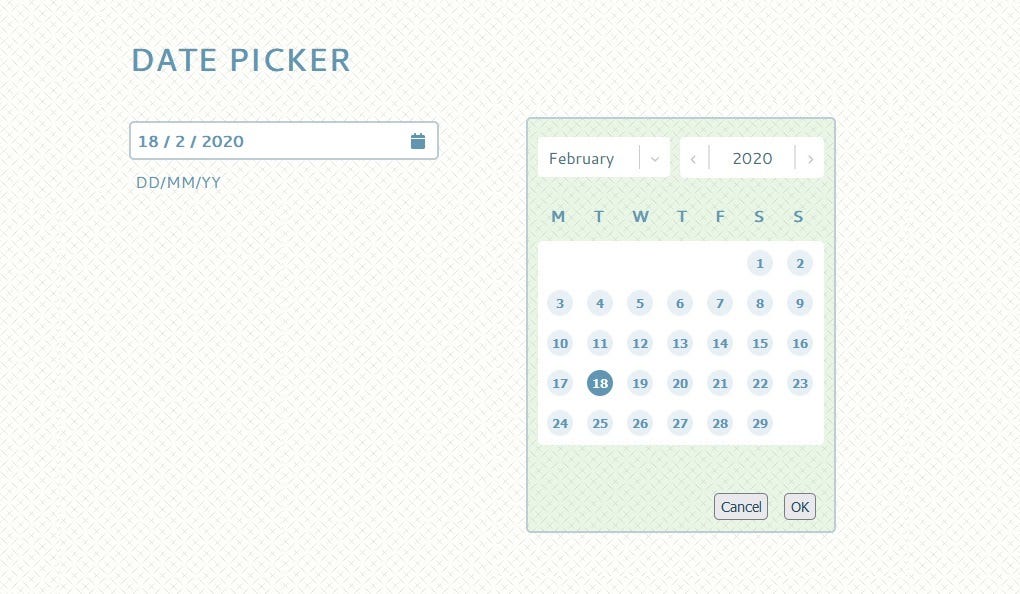 Date Picker. Tools: React+ CSS, HTML | by Marko Ringo | Medium