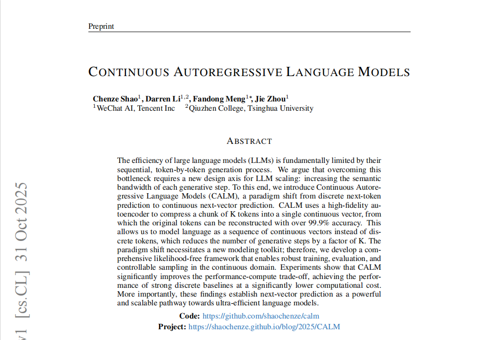 Continuous Autoregressive Language Models (CALM): A Paradigm Shift from ...