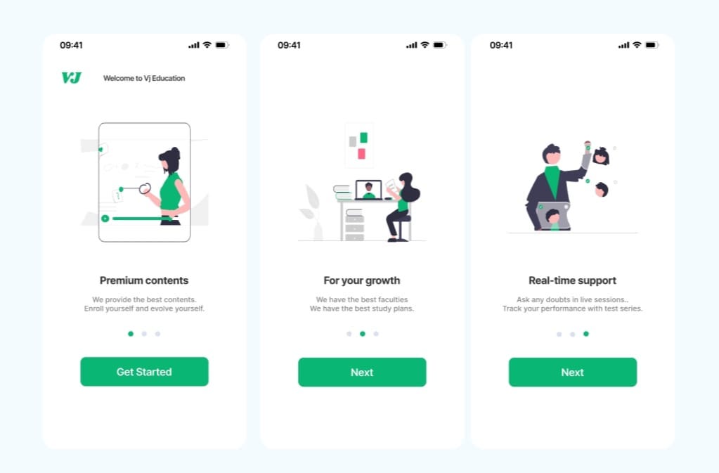 Redo UI/UX live app VJ Education E-learning Case Study. | by Surbhiambastha | Medium
