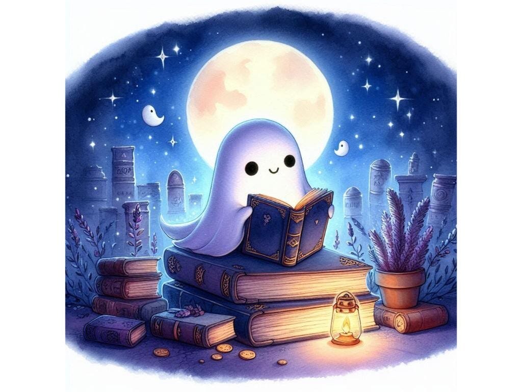 A Tiny Ghost Reading a Book with Glowing Free | by Echo Euphoria | Sep ...