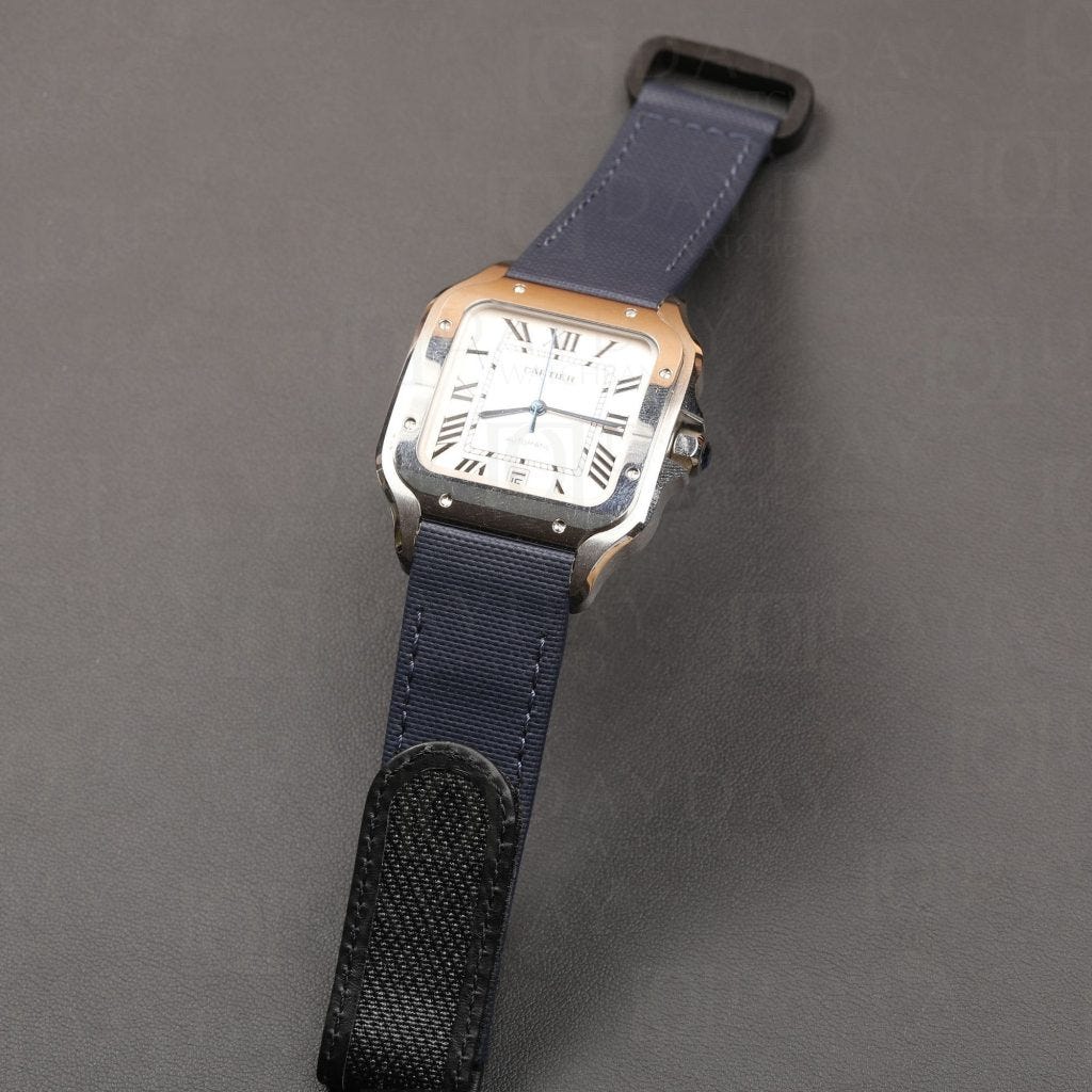 daydaywatchbandCustom Blue Velcro Quickswitch Strap For Cartier Santos ...