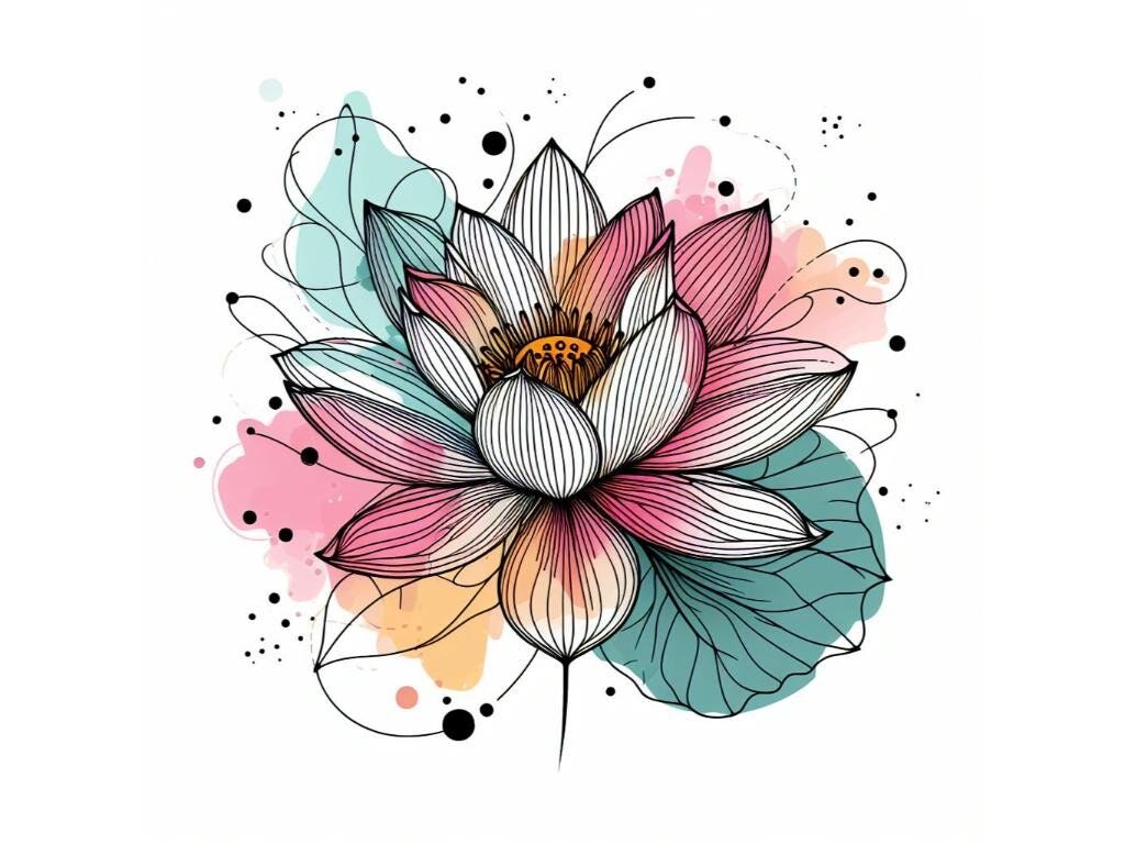 Abstract Line Art of Tropical Lotus with Free | by William Ang | May ...