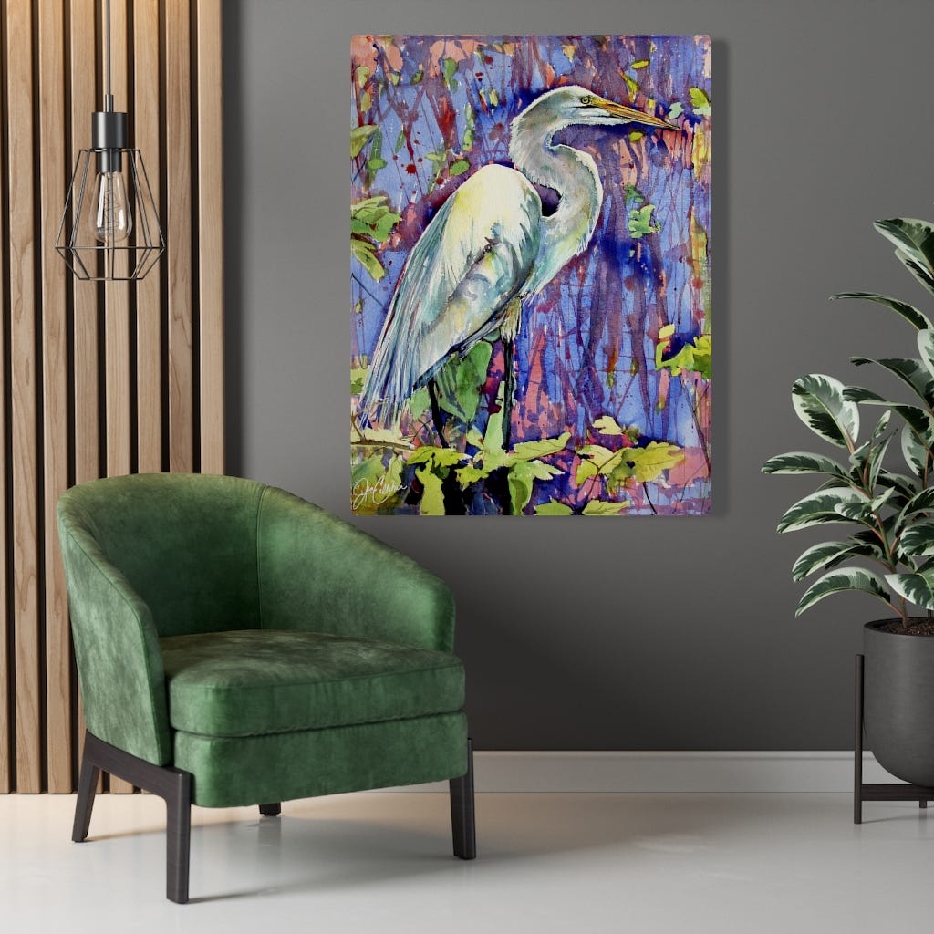 “Rainbow White Egret” Watercolor- Painted by Jen Callahan© 🎨🖌 and ...
