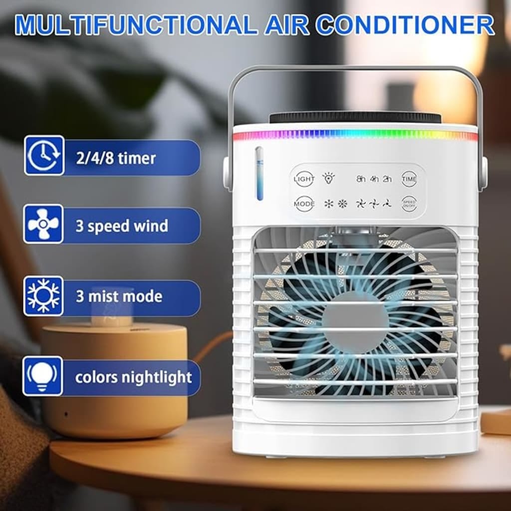 “Revolutionizing Cooling Comfort: The Versatile Small Air Conditioner with 2 Mist Settings, 3 ...