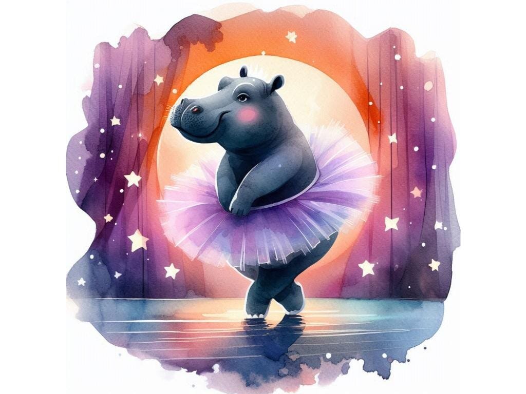 A Hippo in a Tutu, Dancing Gracefully on Free | by Frostedpalette | Aug ...
