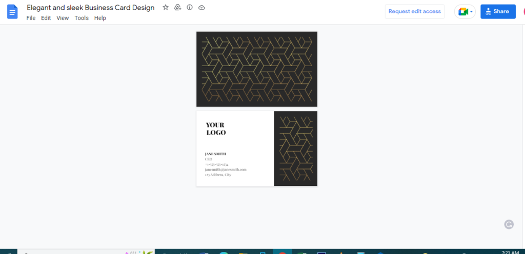 Business Card Template For Google Docs