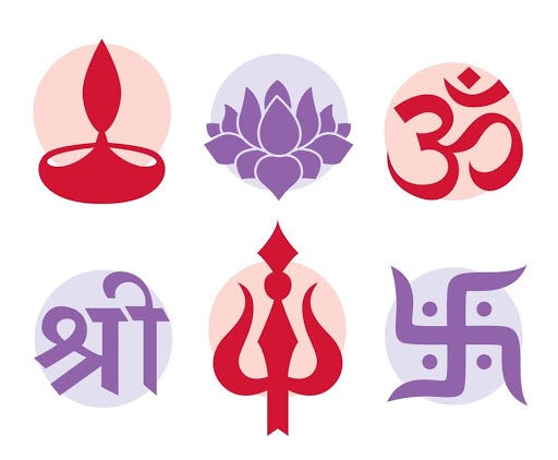 Ancient Hindu Symbols Om Or Aum Indian Sacred Sound. The Symbol Of The