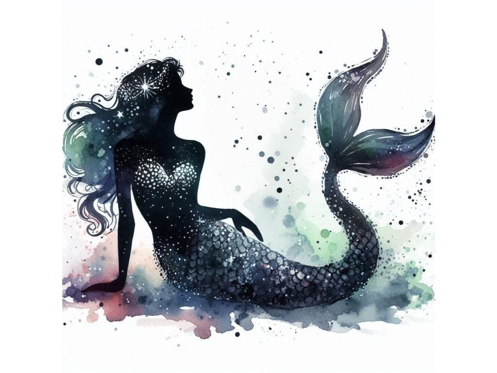 A Serene Mermaid with a Tail Covered in Free | by Prismbrush | Aug ...