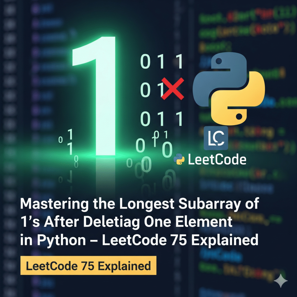 Mastering the Longest Subarray of 1’s After Deleting One Element in Python-LeetCode 75 Explained ...