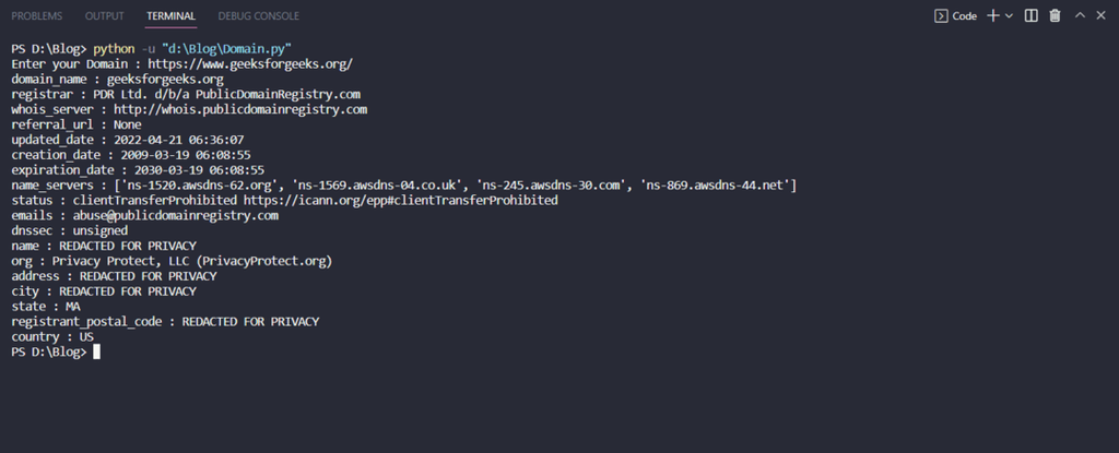 How to get the Domain Information using Python? | by PL VISHNUPPRIYAN | Medium