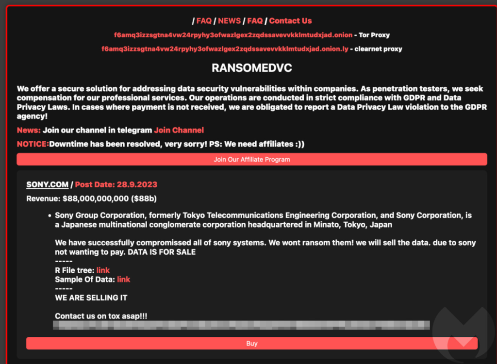 A ransomware group claims to have “compromised all Sony systems ...