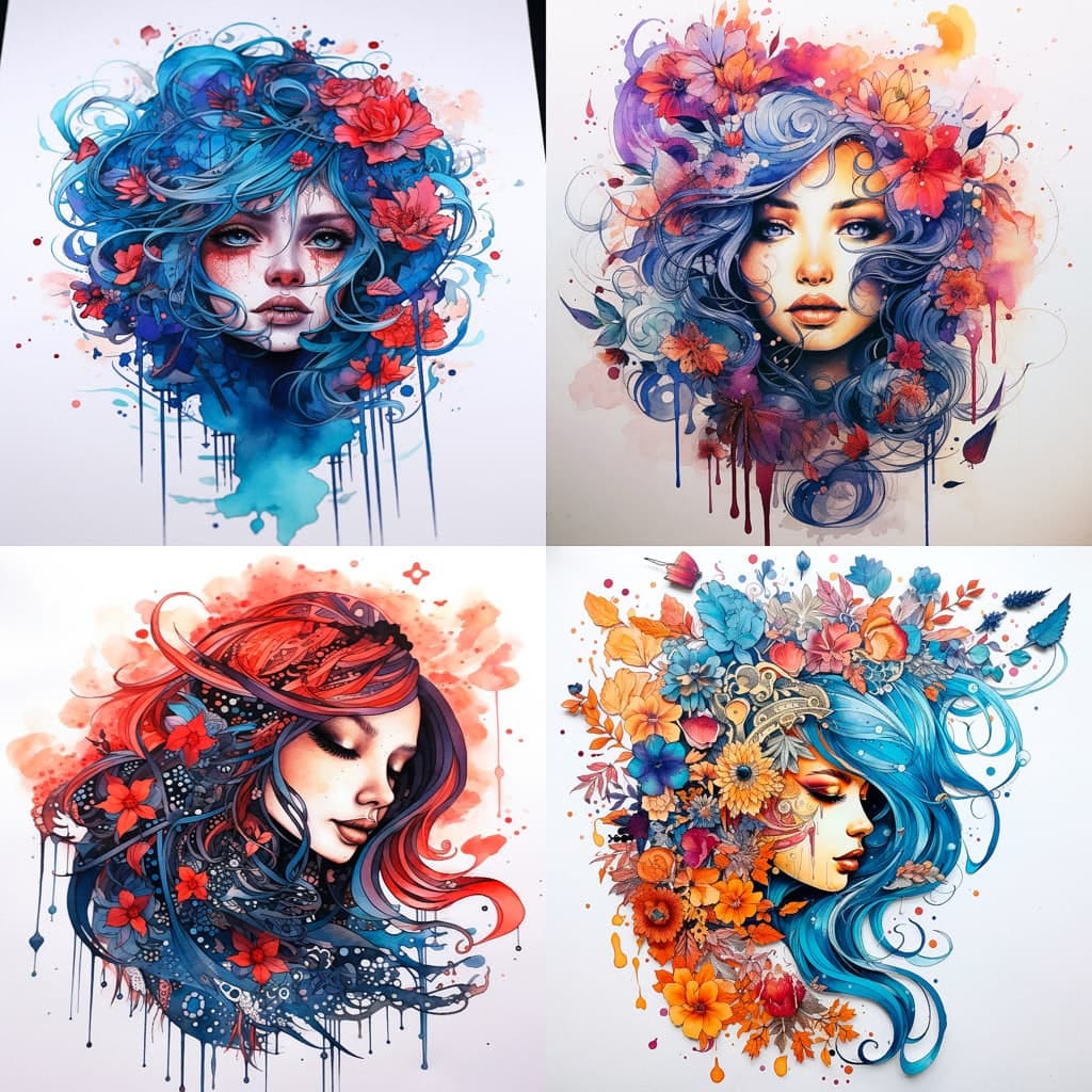 Explore the Captivating World of Watercolor with Ink Pen Outline Art ...