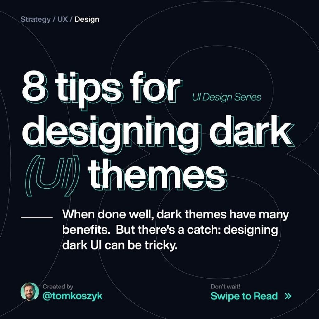 8 Tips for Designing Dark (UI) Themes | by Ruslan Galba | @hellotegra | Medium