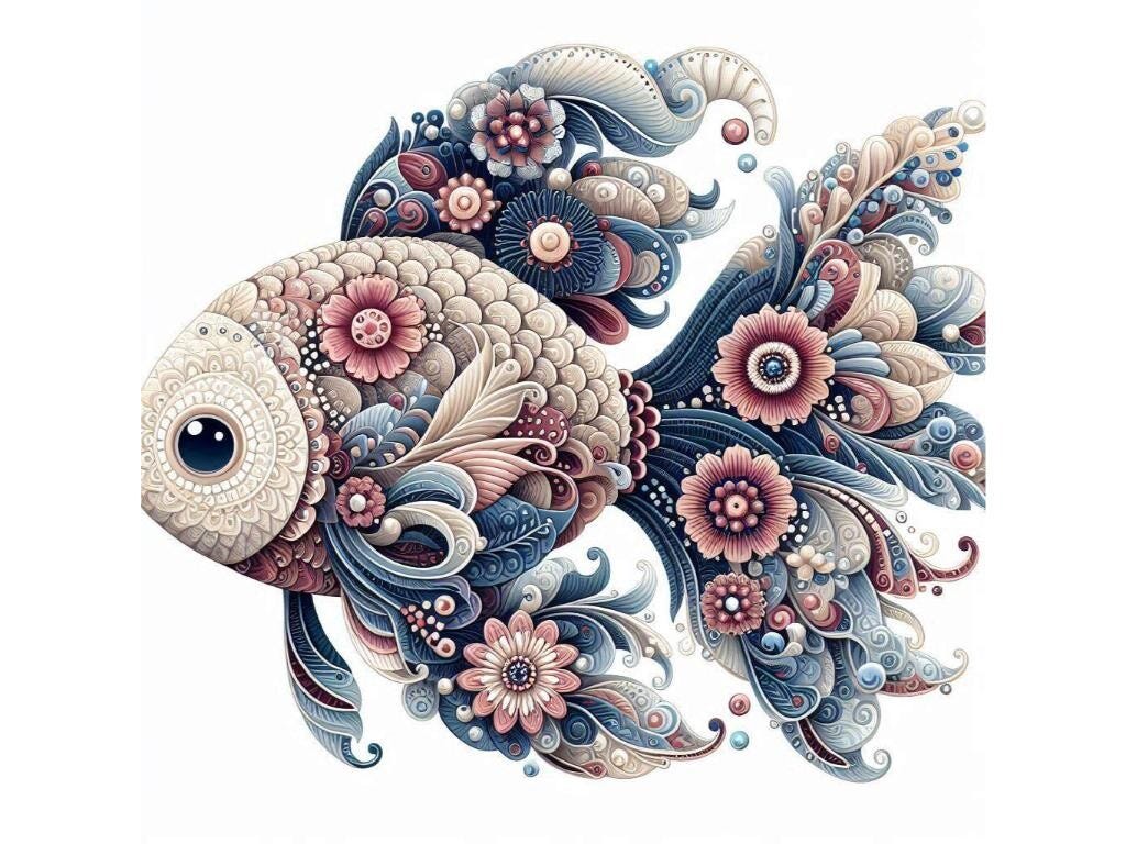 Fish Adorned with Delicate 3D Floral Pat Free | by Luminouslagoon | Sep ...