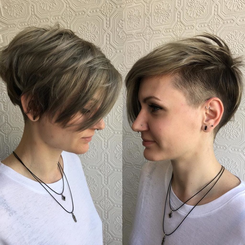 Assymetrical Curly Pixie Undercut