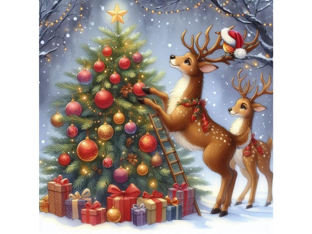 Reindeer Decorating a Christmas Tree in Free | by Pharaoh 99 Photon ...