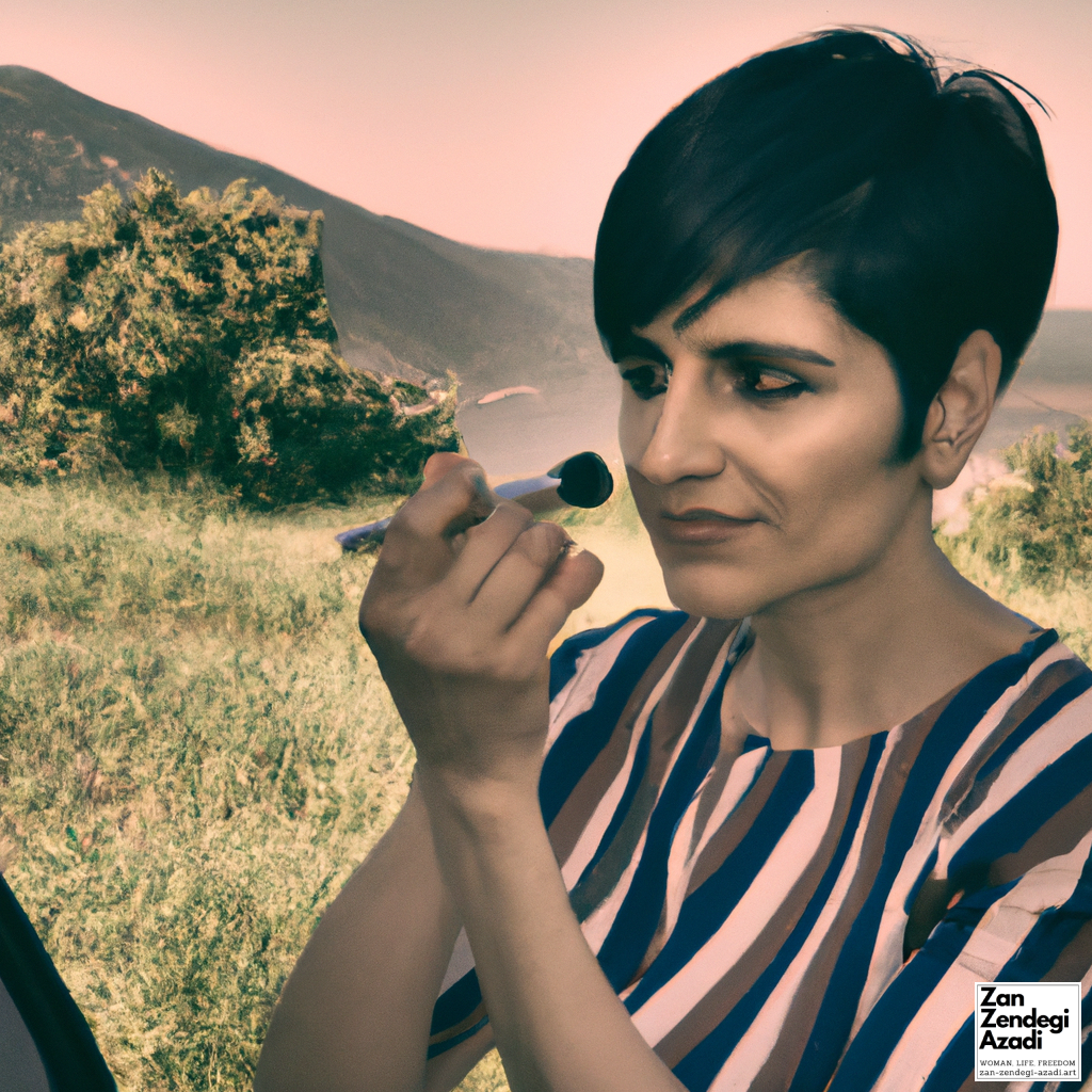 One woman Applying makeup Landscape in Vintage style - Zan Zendegi ...