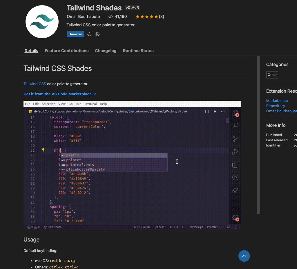 VScode 工具紀錄_Tailwind Shades - KY - Medium