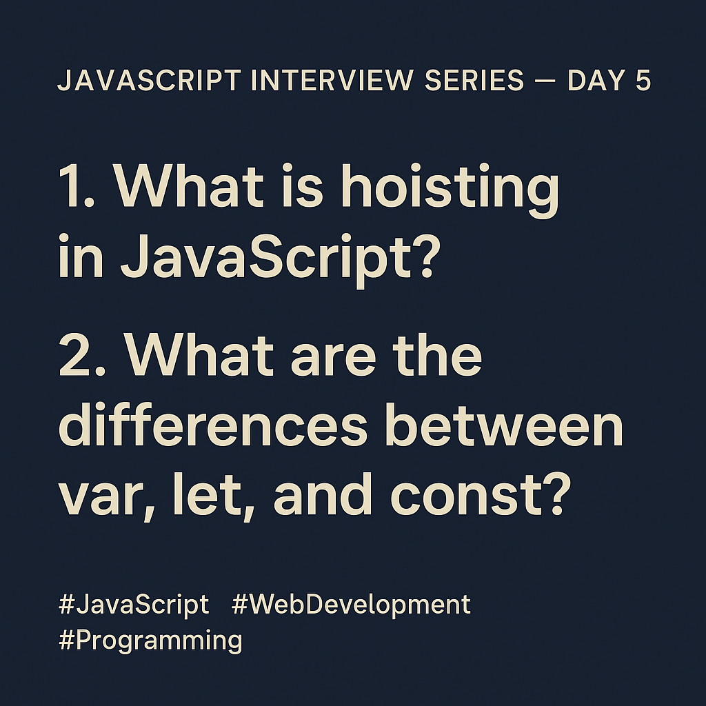 JavaScript Interview Series: Day 5 — Hoisting & Differences Between var, let, and const | by ...