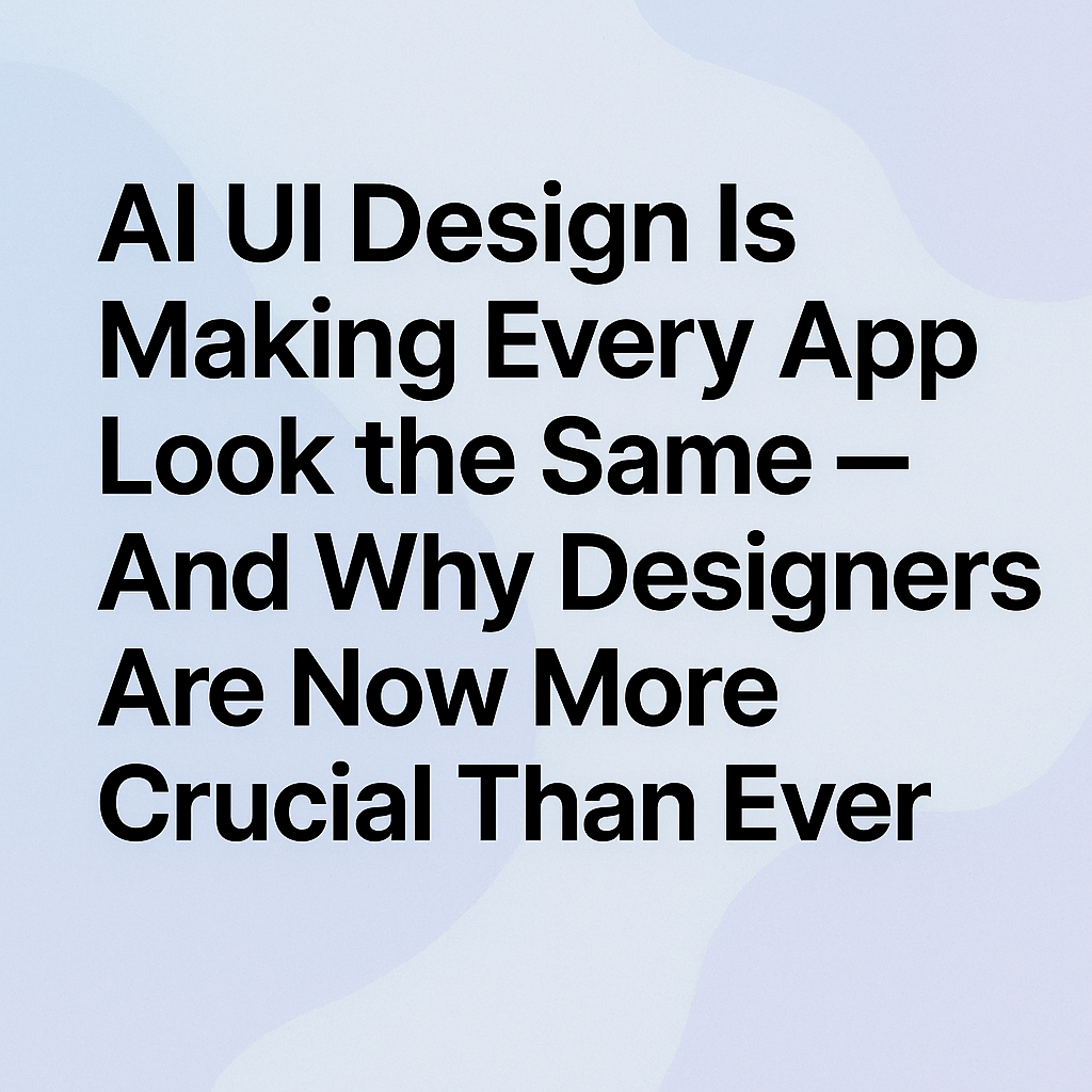 AI UI Design is Making Every App Look the Same — And Why Designers Are ...