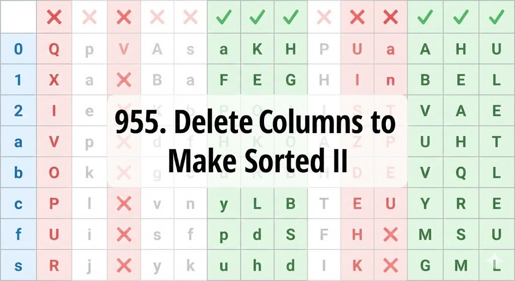 955. Delete Columns to Make Sorted II | by Anonymous | Dec, 2025 | Medium