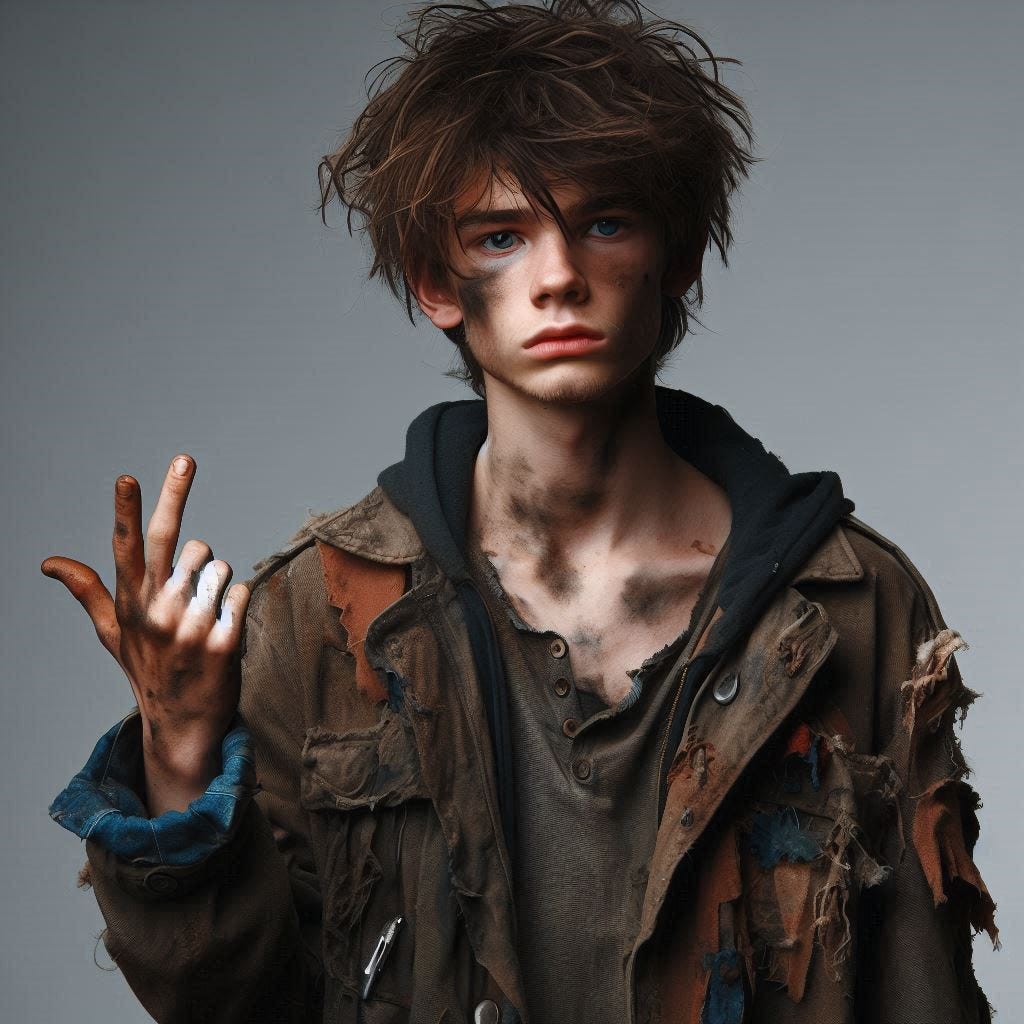 this boy was homeless. In the bustling streets of jocan, there lived a ...