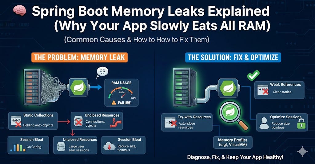 🧠 Spring Boot Memory Leaks Explained (Why Your App Slowly Eats All RAM ...