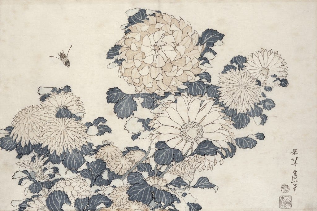 “Bee and Chrysanthemums”, 19th century, Katsushika Hokusai | by Sean ...