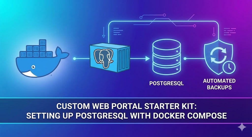 Custom Web Portal Starter Kit: Setting Up PostgreSQL with Docker Compose | by Chris Putnam | Medium
