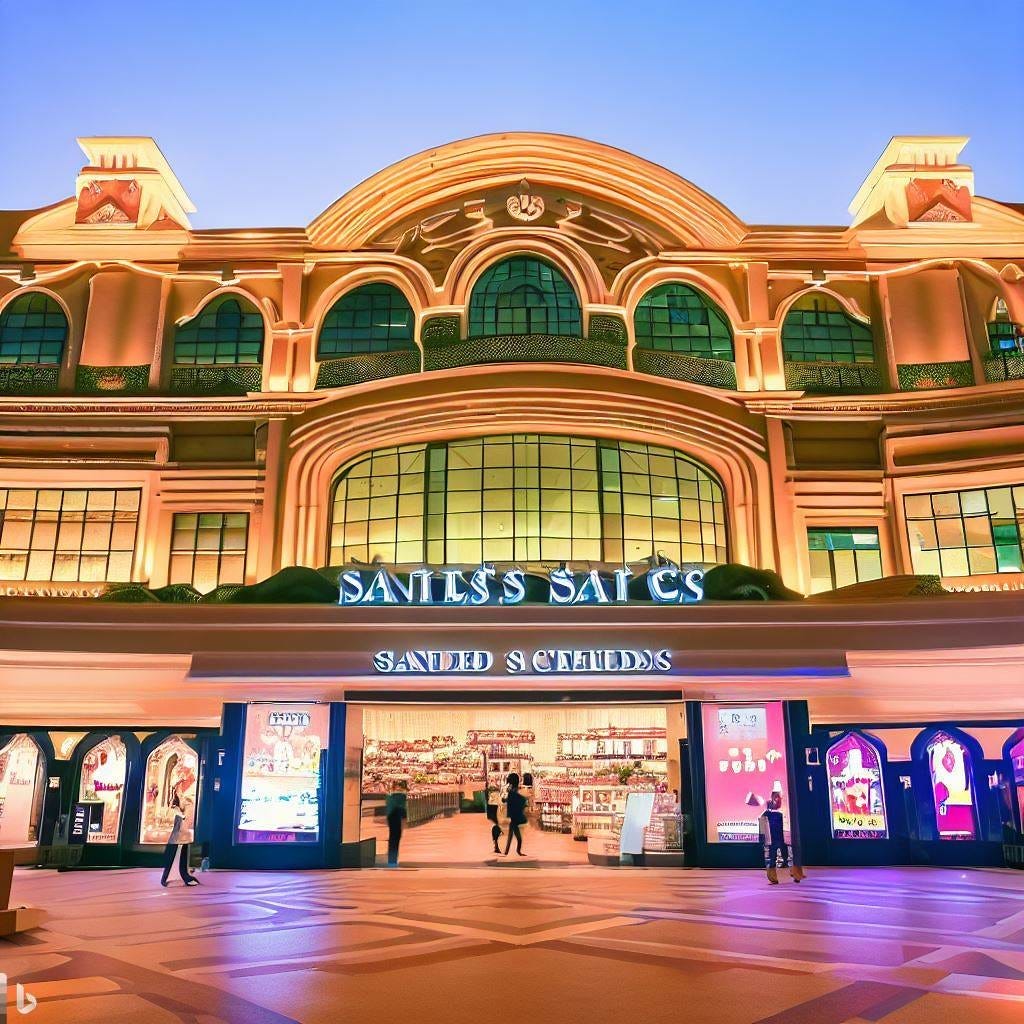 The Super Brand Shopping Mall in Shanghai, the Sands Shoppe Mall in Macau, The Perspective of ...