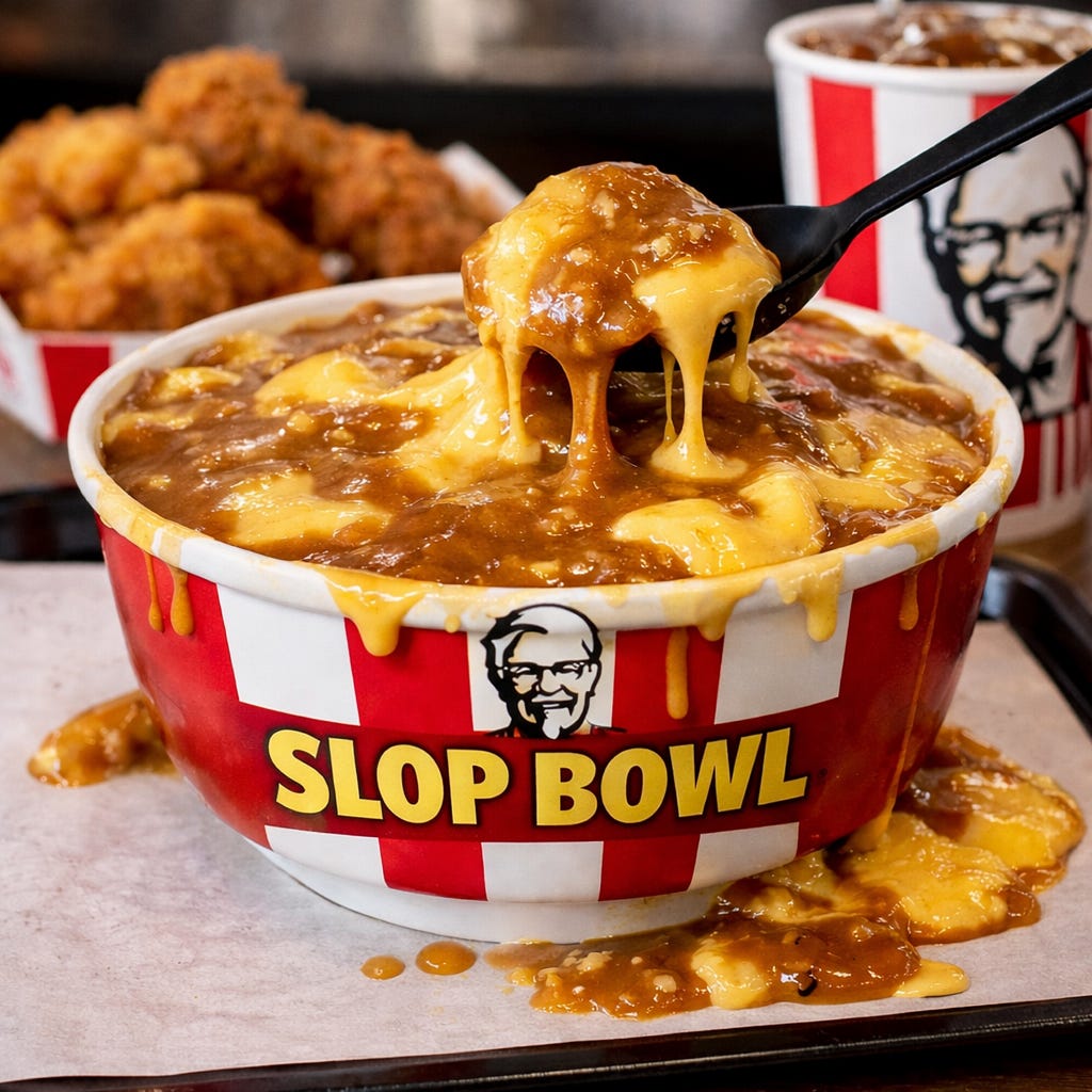 KFC Launches “Slop Bowl” Featuring Nothing but Gravy and Cheese Sauce ...