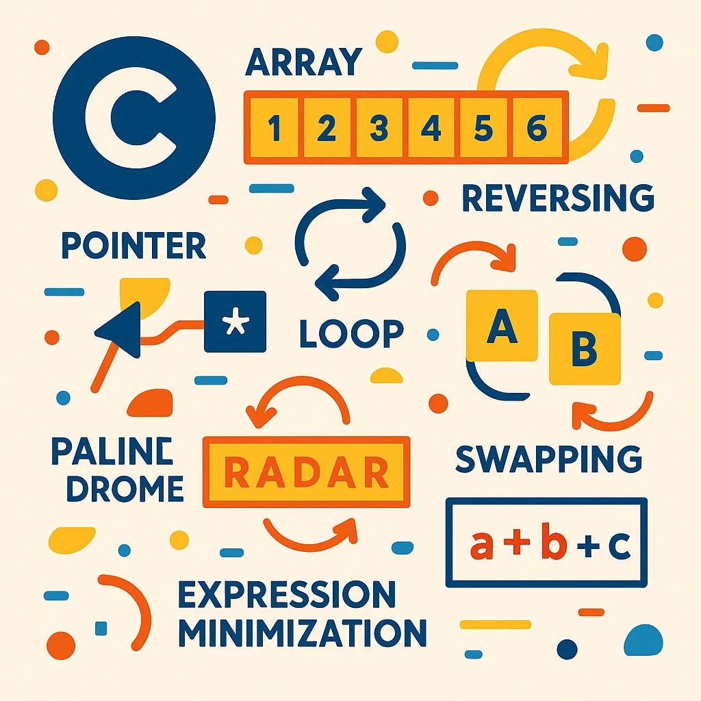 4 Essential C Problems: Reverse, Palindrome, Minimize, Swap | Medium