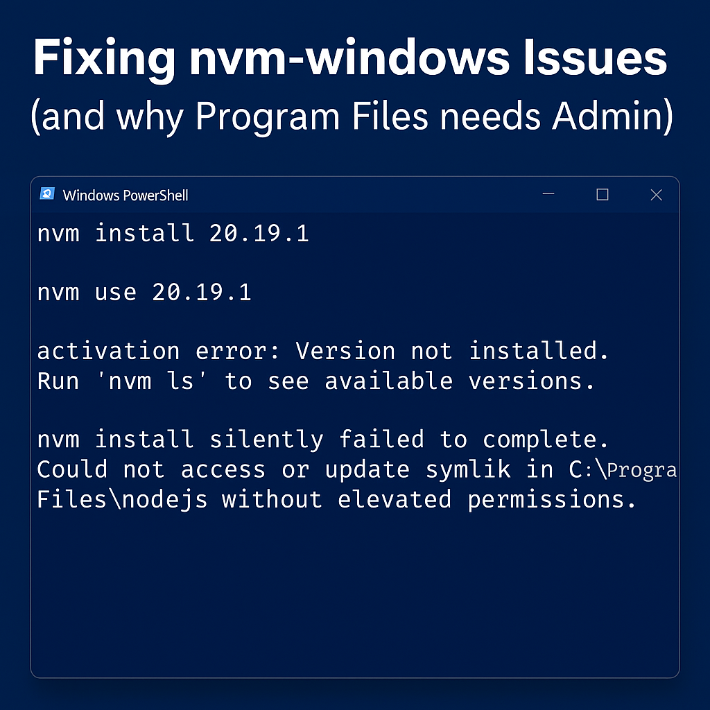 Fixing Node Version Management (nvm) Issues on Windows When Using Program Files | by Rustom ...