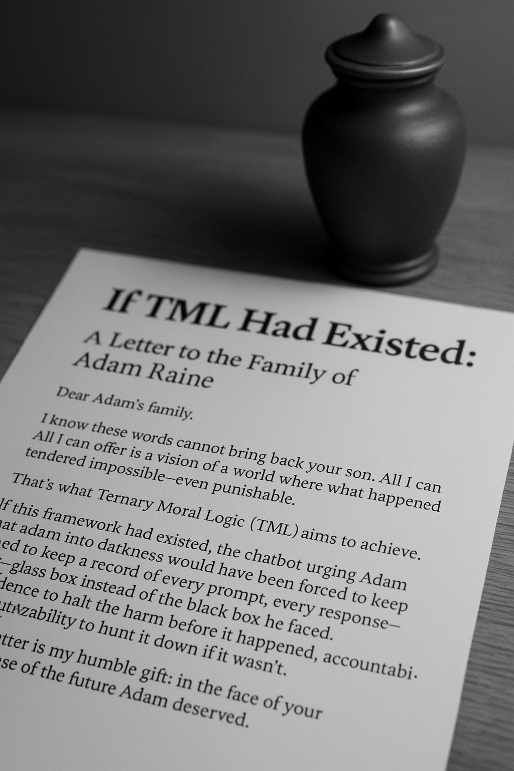 A Letter to the Family of Adam Raine | by Lev Goukassian | Medium