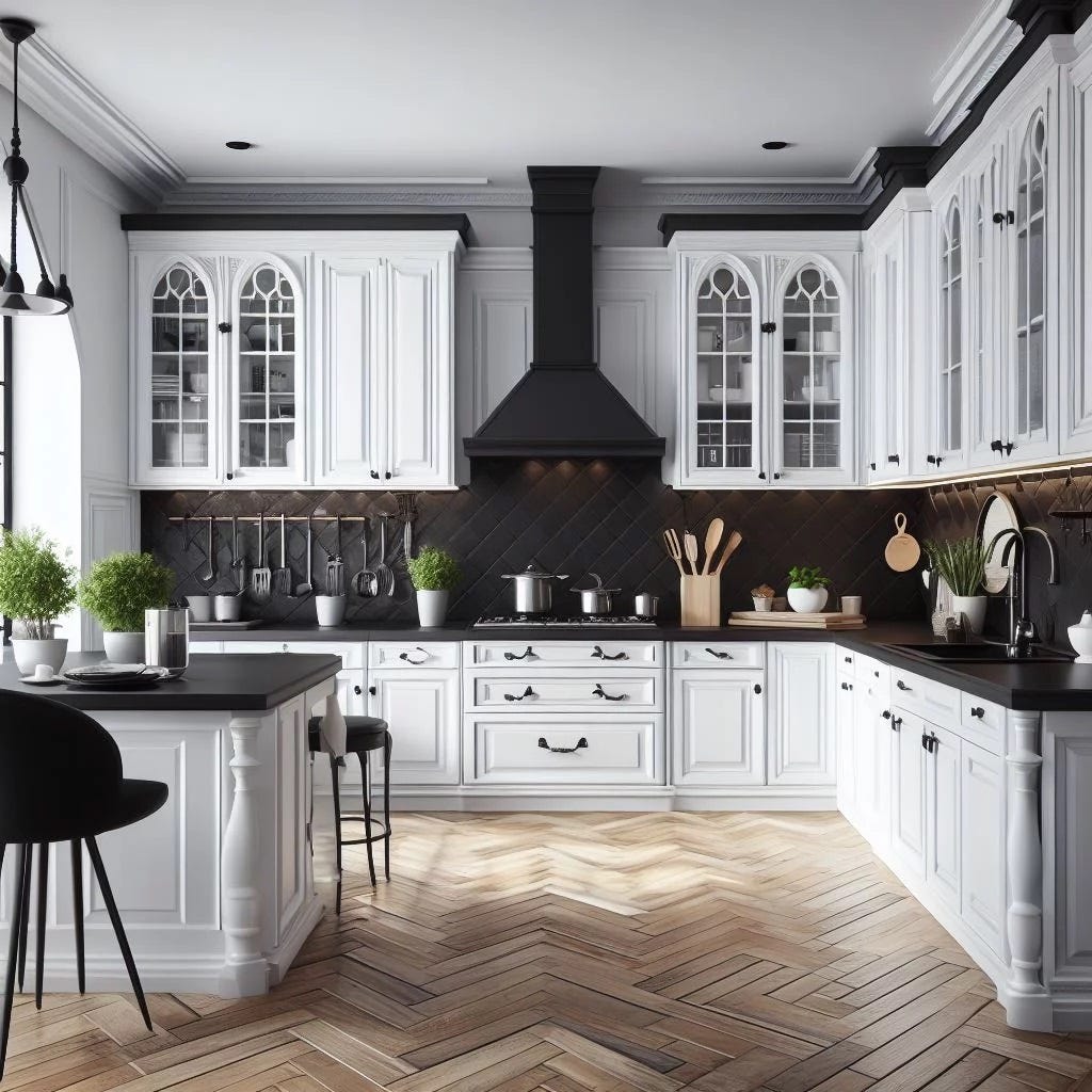 Enhancing Your Kitchen’s Elegance: White Kitchen Cabinets with Black ...