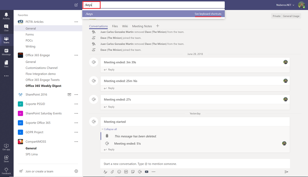 Office 365: · How to get keyboard shortcuts in Microsoft Teams (I)! | by Juan Carlos González ...