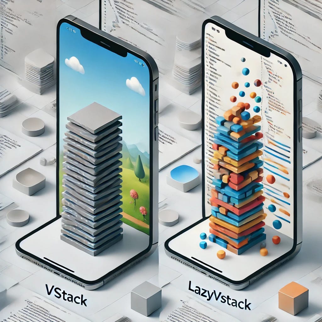 SwiftUI’s LazyVStack vs. VStack: Key Differences and When to Use Each | by Ines BOKRI | Medium