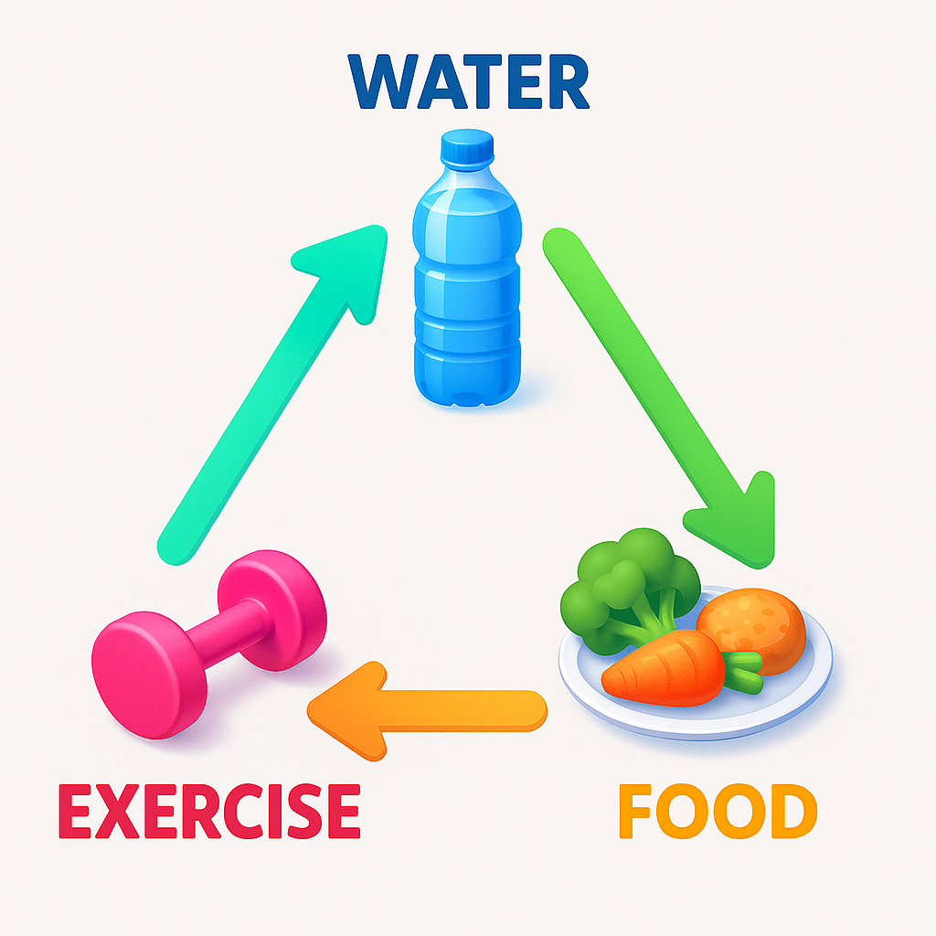 The Triangle of Performance: Water, Food, and Exercise | by Dimitar ...