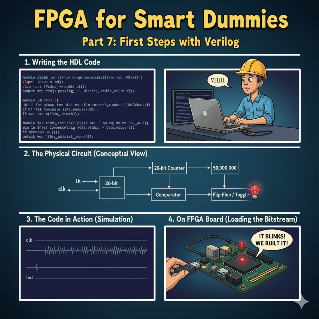 FPGA for SMART Dummies, Part 7: First Steps with Verilog | by Saher Elsayed | Stackademic