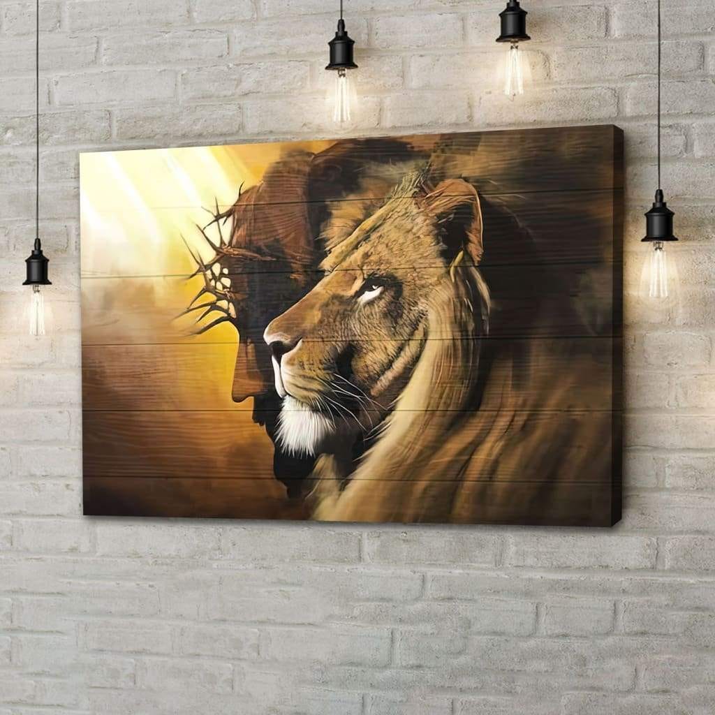 The Lion of Judah Jesus Christ Wall Art Canvas, Lion and Jesus Picture ...