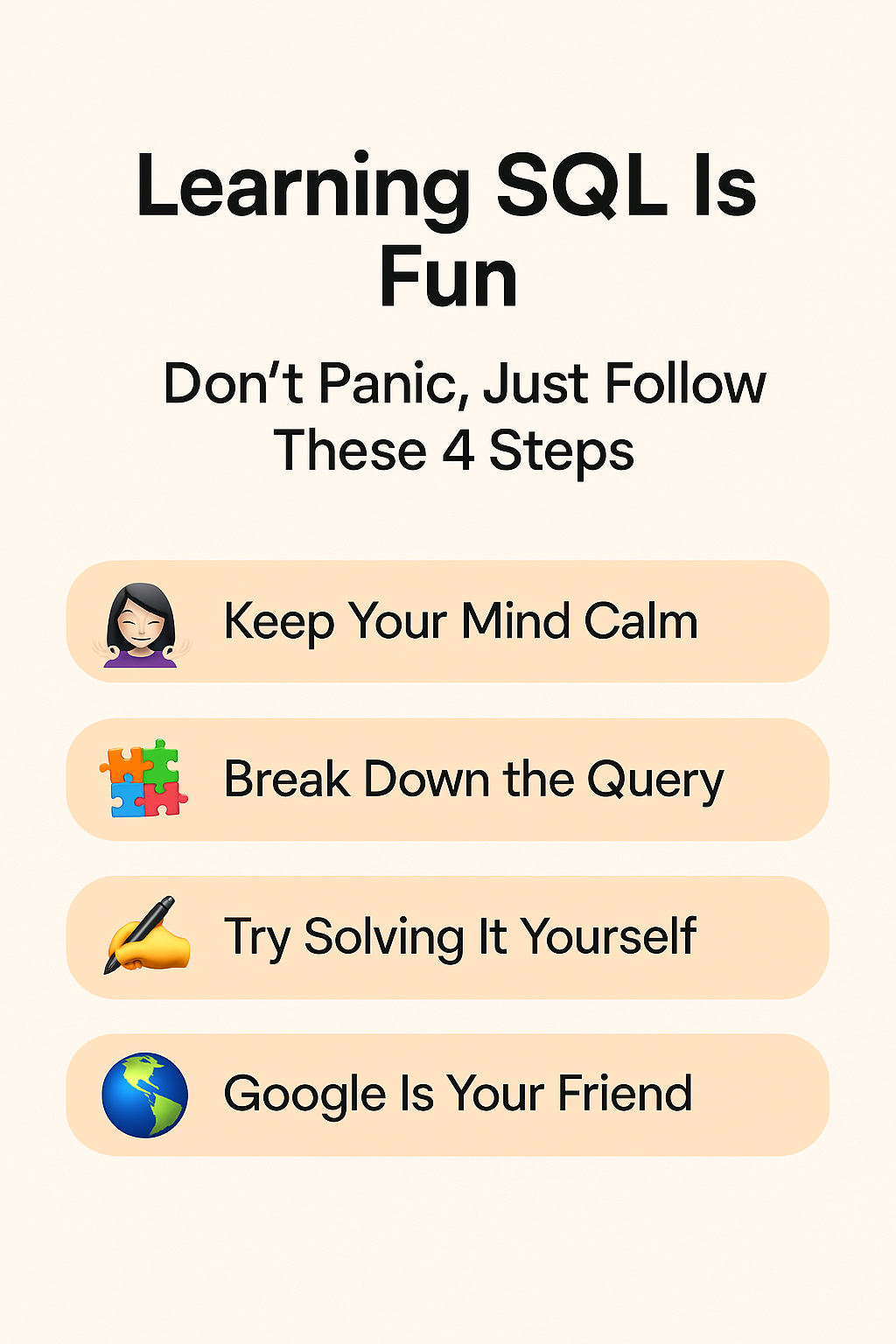 Learning SQL Is Fun: Don’t Panic, Just Follow These 4 Steps | by Priyanka Sorate | May, 2025 ...