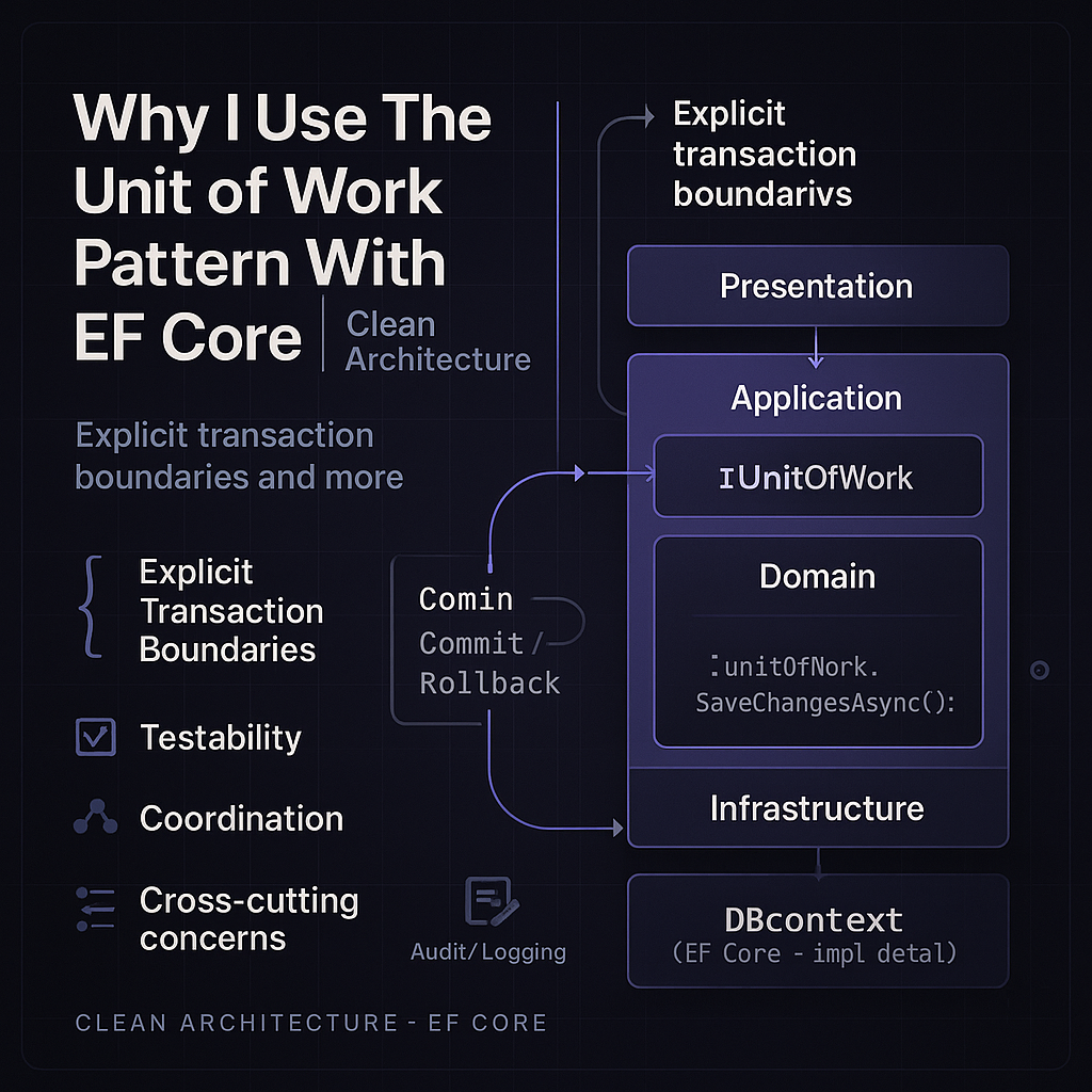 Why I Use The Unit of Work Pattern With EF Core | Clean Architecture | by Michael Maurice | Aug ...