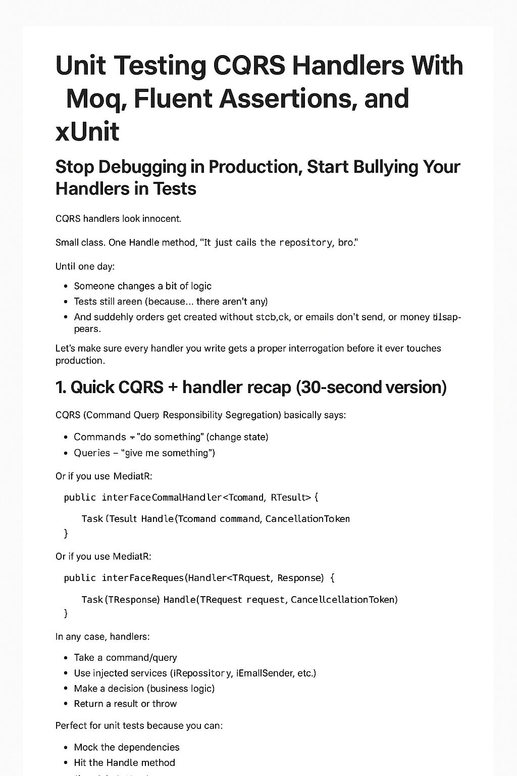 Unit Testing CQRS Handlers With Moq, Fluent Assertions, and xUnit | by ...