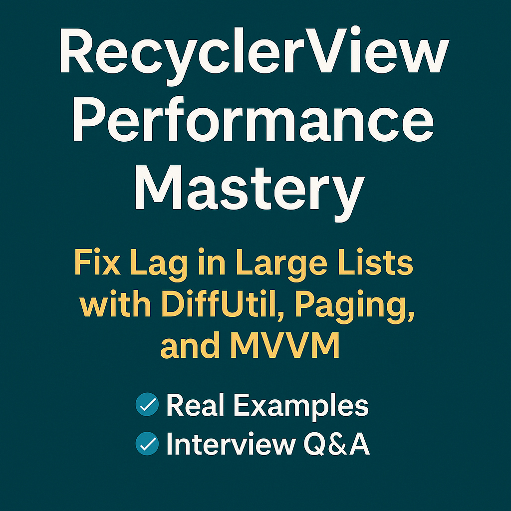 RecyclerView Performance Mastery: Fix Lag in Large Lists with DiffUtil, Paging, and MVVM (Real ...