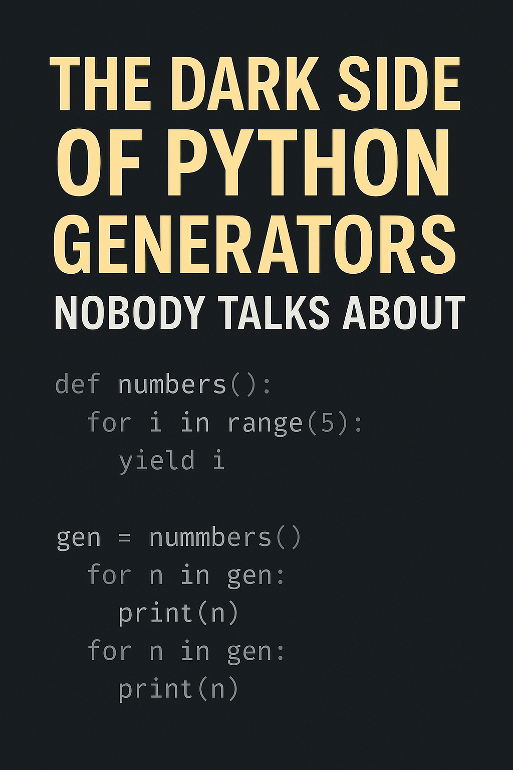 The Dark Side of Python Generators Nobody Talks About | by Kiran Maan | Sep, 2025 | Python in ...