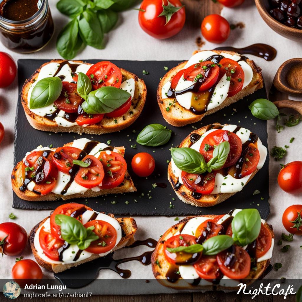 Caprese Bruschetta with Balsamic Glaze Recipe | by Adrian Lungu | Medium