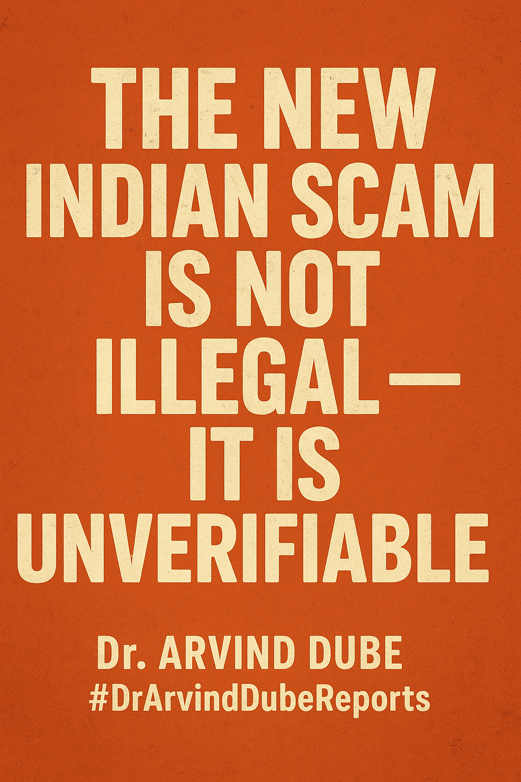 The New Indian Scam Is Not Illegal — It Is Unverifiable | by Dr. Arvind ...