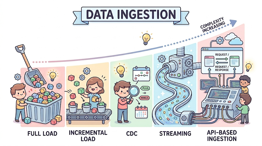 Data Ingestion Methods: Full Load, Incremental, CDC, Streaming & API ...
