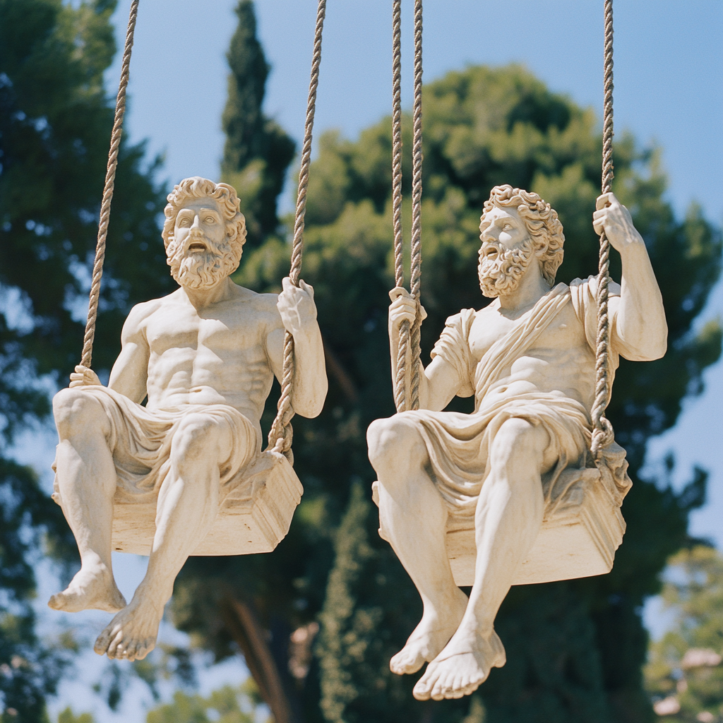 Swinging statues - Polly In Wonderland - Medium